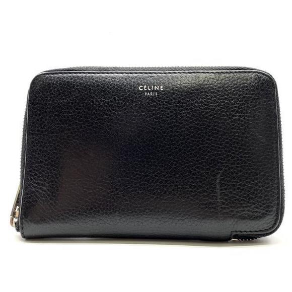 Celine | Bags | Celine Zip Around Leather Compact Wallet Black | Poshmark